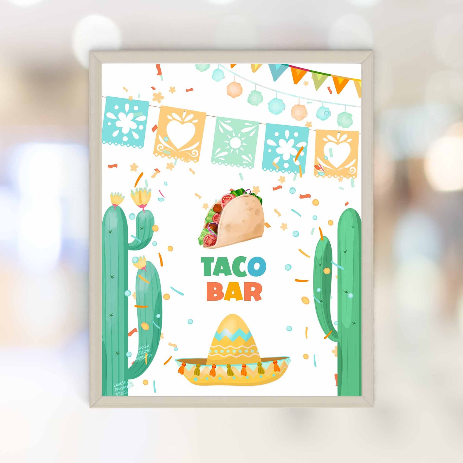 Taco Bar Sign Fiesta Theme Party Sign Pintable Taco Twosday | Etsy