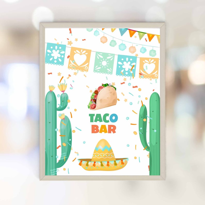Taco Bar Sign Fiesta Theme Party Sign Pintable Taco Twosday - Etsy