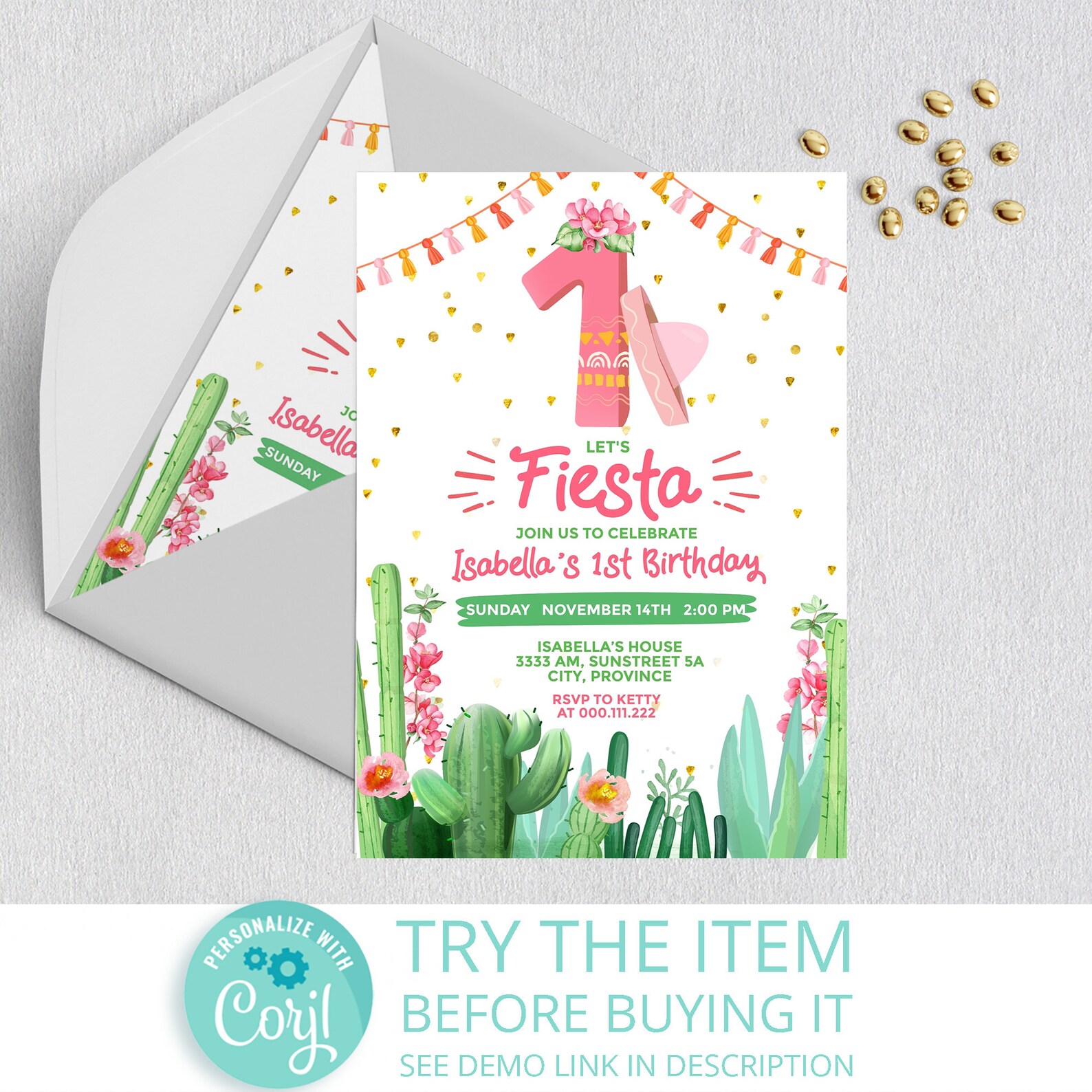 1st Birthday Fiesta Invitations. Fiesta First Birthday Invite F65 - Etsy