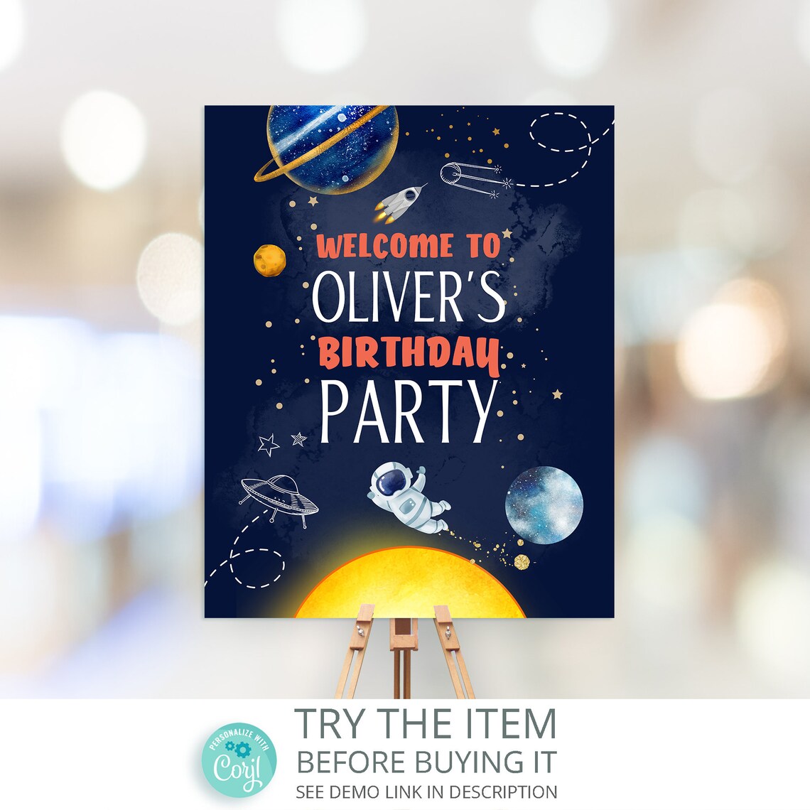 Editable Outer Space Birthday Welcome Sign Baby's 1st | Etsy