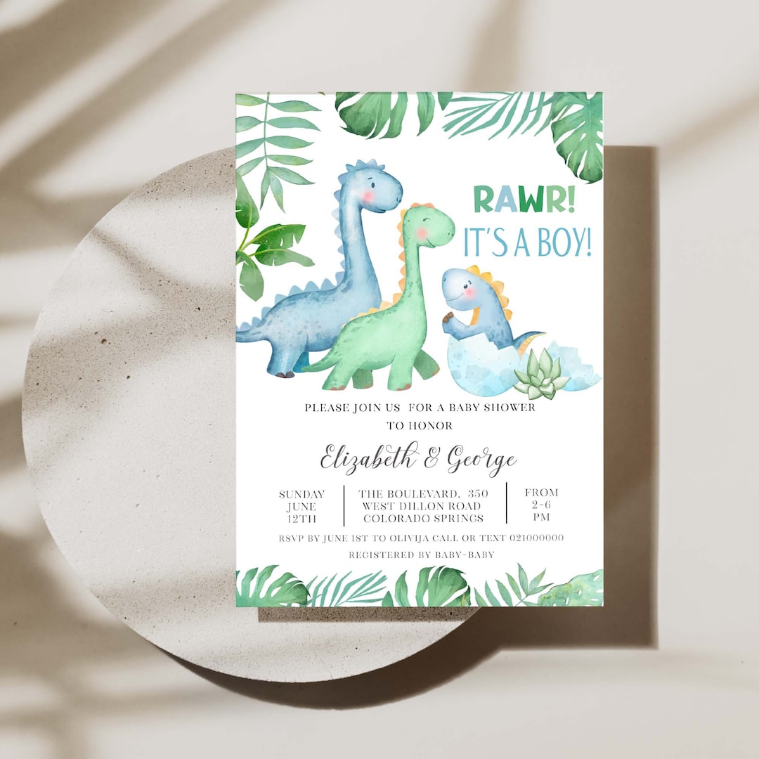 Dinosaur Baby Shower Invitation Couples Baby Shower Invite It's a Boy ...