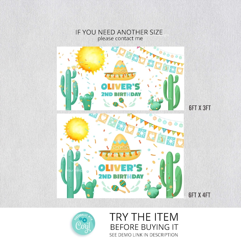 Editable Backdrop Banner Fiesta Birthday Digital Template - Etsy