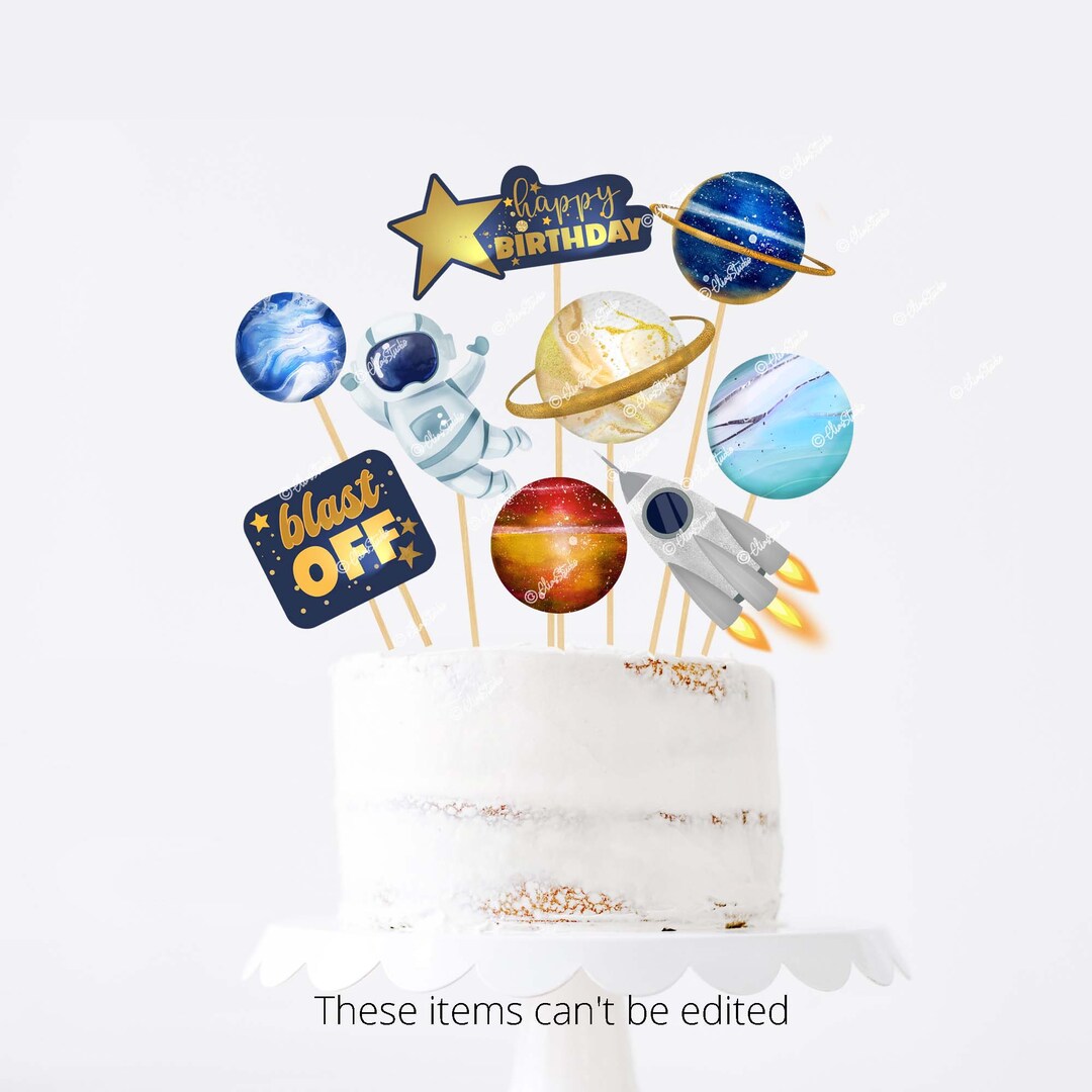 Space Birthday Cake Topper Printable Cake Topper Birthday Space ...