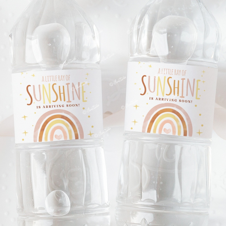 Editable Sunshine Baby Shower Water Bottle Labels Baby Shower - Etsy
