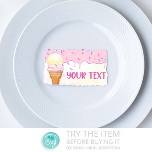 Editable Food Labels Ice Cream Bar | Ice Cream Party Place Card, Ice ...