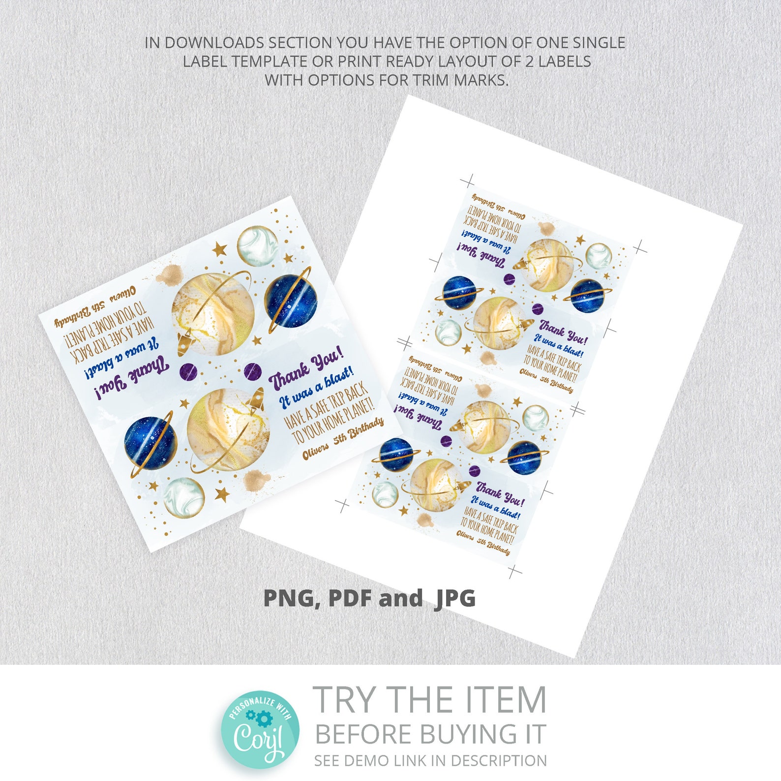 Editable Outer Space Treat Bag Toppers Treat Bag Label - Etsy