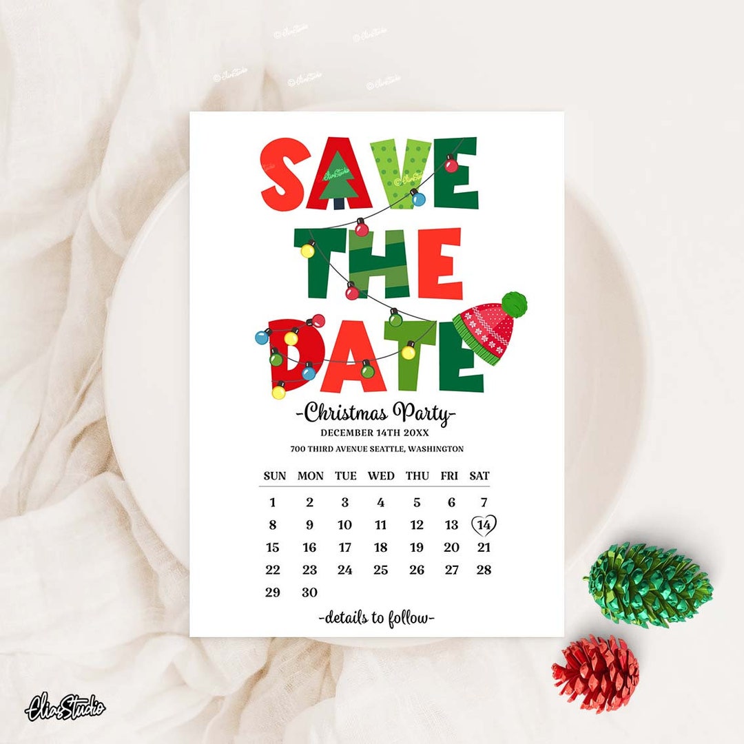 Holiday Edition Christmas Save the Date Digital Template Christmas ...