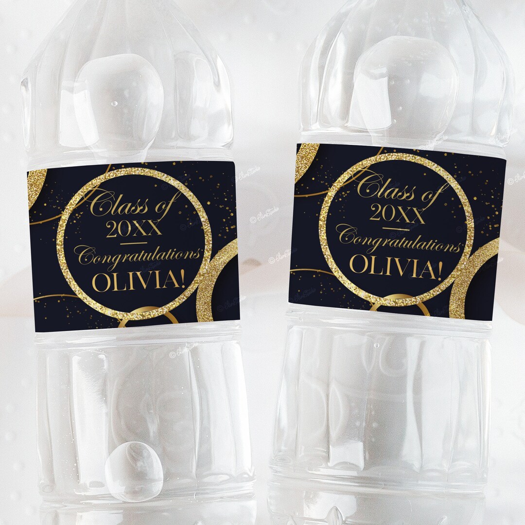 Editable Graduation Boy Girl Water Bottle Label Personalized Bottle ...