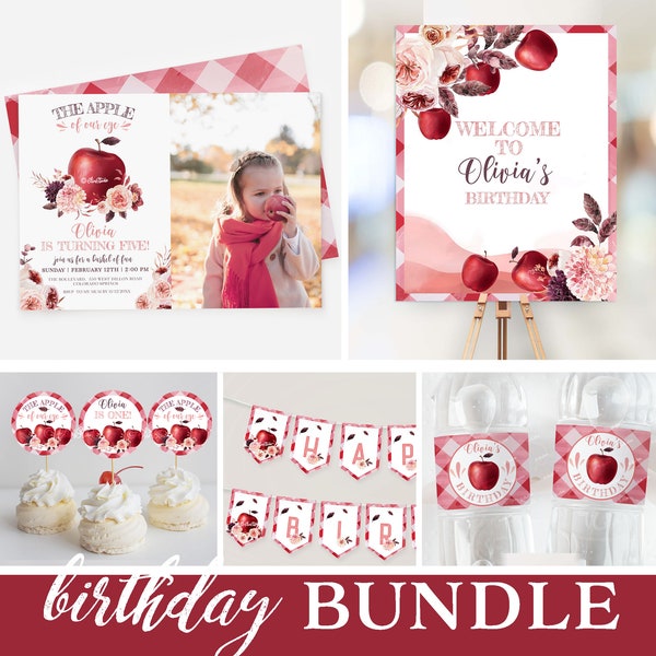 Apple Birthday Invitations - Etsy