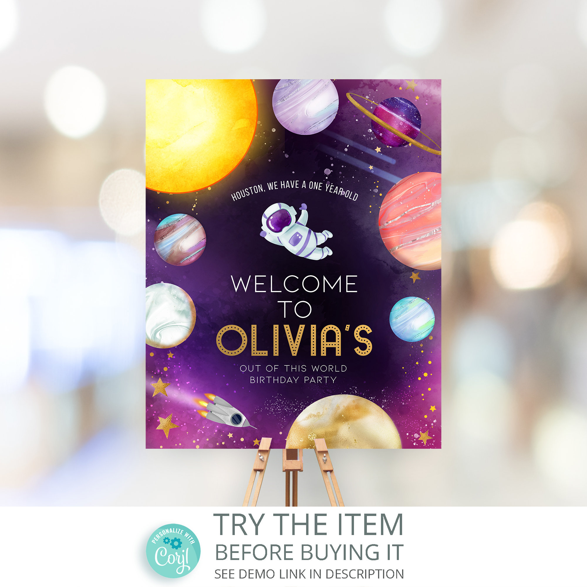 Editable Outer Space Birthday Welcome Sign First Trip Around | Etsy