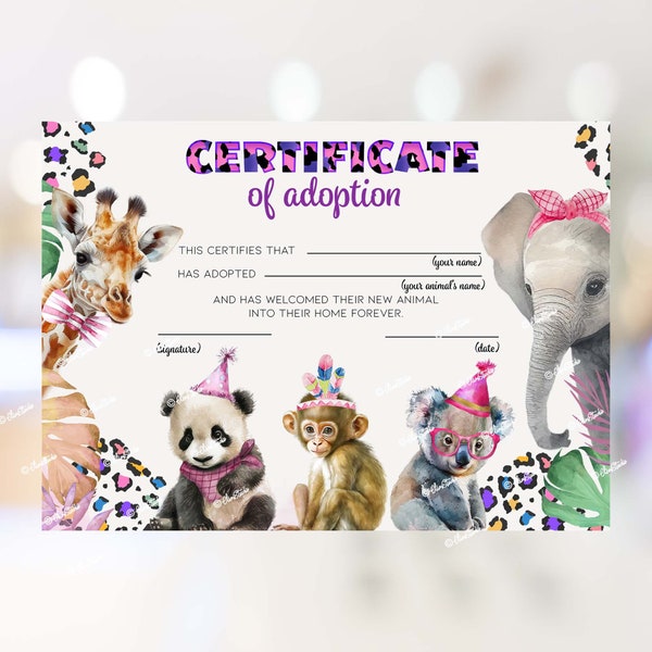 Adoption Certificate - Etsy