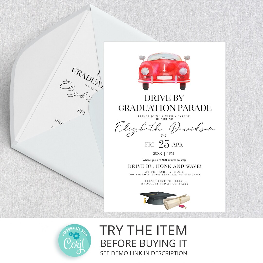 Editable Drive By Graduation Invitation. Quarantine Graduation ...