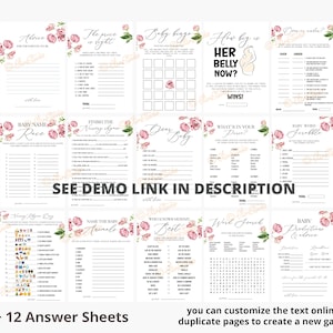 Flower Baby Shower, Game Bundle, Floral Baby Shower Games Printable ...