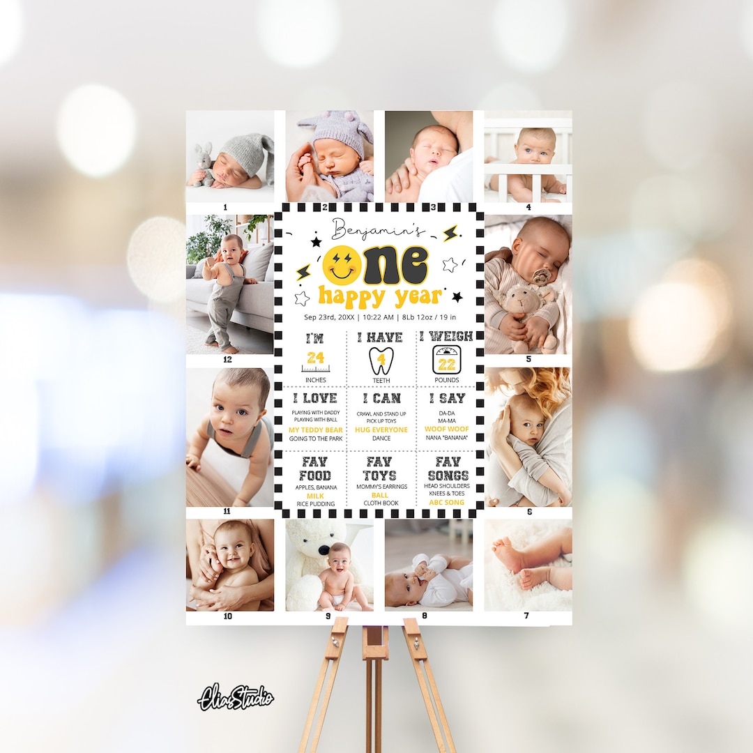 ONE Happy Dude Birthday Milestone Sign First Birthday, One Happy Year ...