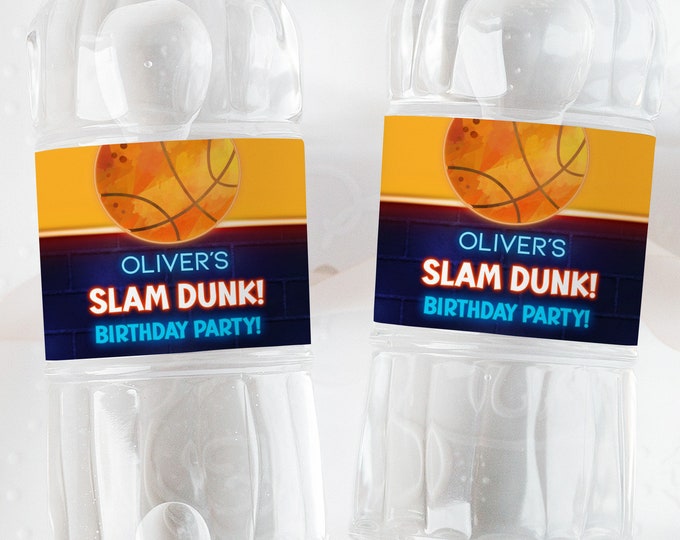 Slam Dunk, Game Time, All Net Basketball Themed, Water Bottle or Juice ...