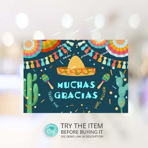 Editable Fiesta Birthday Thank You Card Template, Birthday Fiesta Boy ...