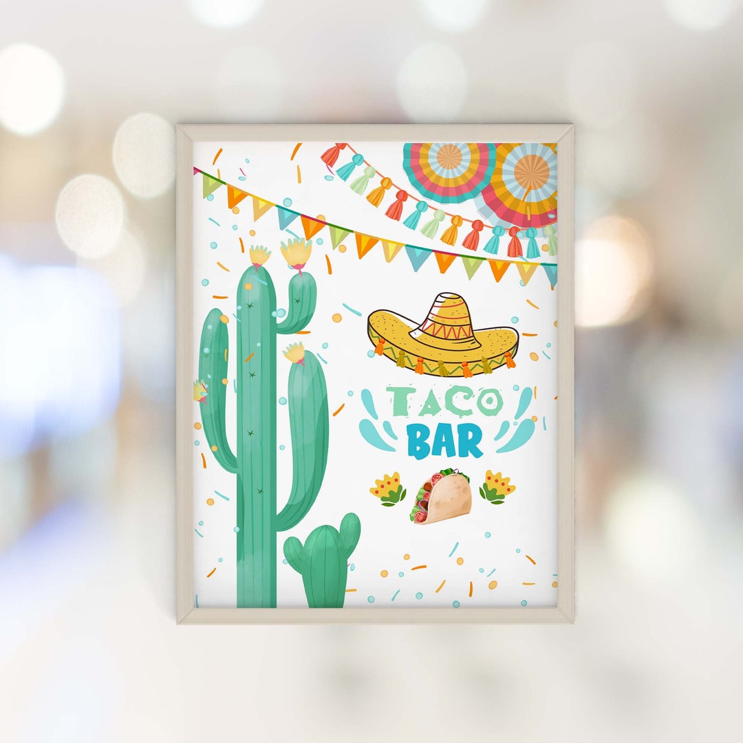 Taco Bar Sign Fiesta Theme Party Sign Pintable Taco Twosday Fiesta Taco ...