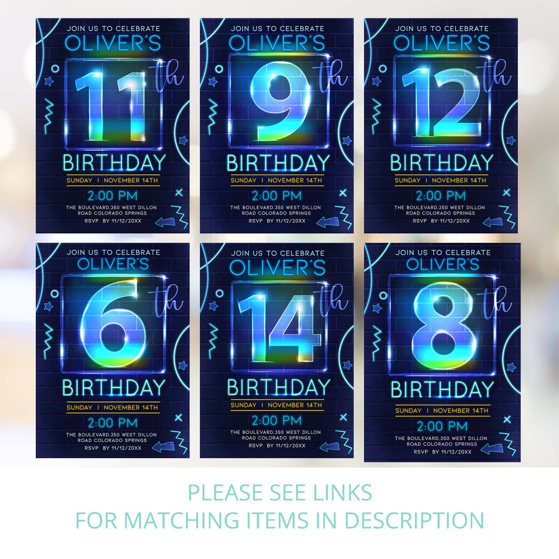 Neon Birthday Thank You Tag Template Let's Glow Crazy - Etsy