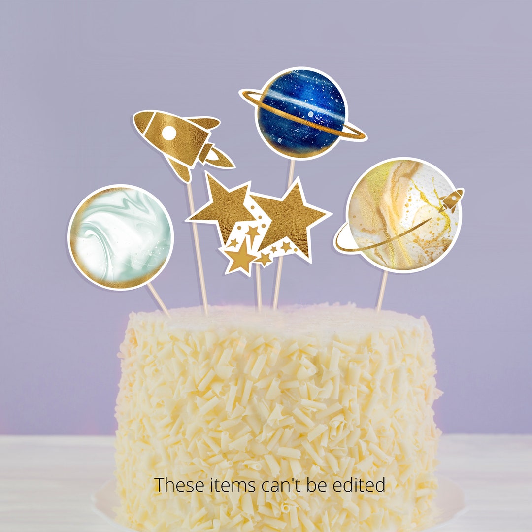 Space Birthday Cake Topper | Printable Cake Topper Birthday Space ...