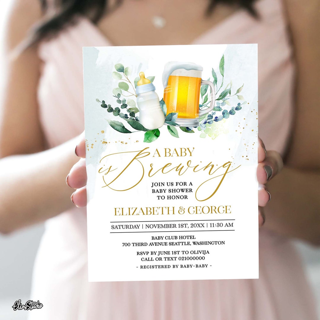 A Baby is Brewing Baby Shower Invitation A Baby is Brewing Invite Beer ...