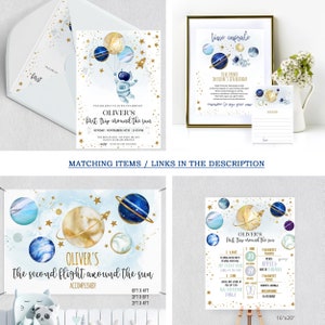 Editable Outer Space Birthday Place Cards, First Trip Around the Sun ...
