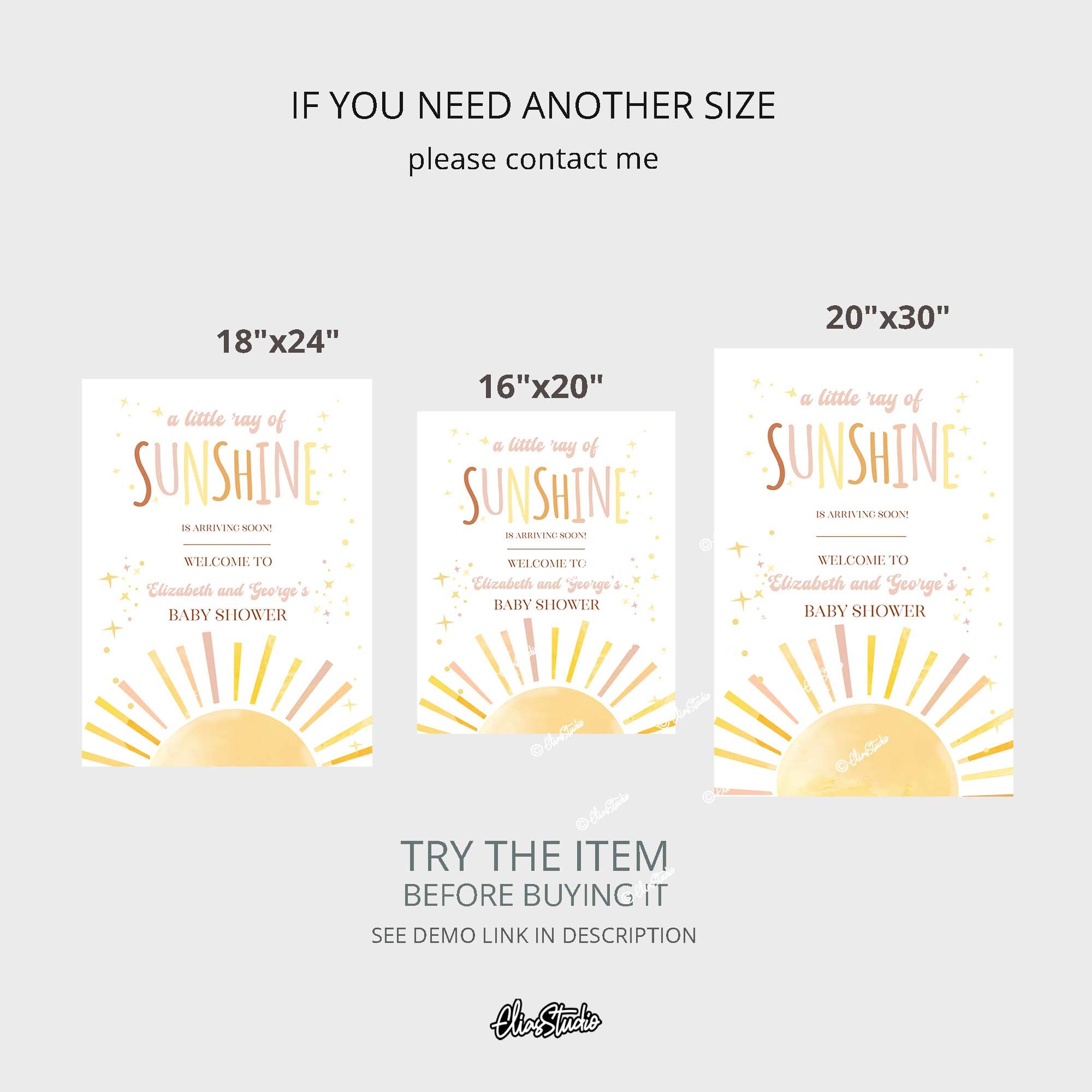 Sunshine Baby Shower Welcome Sign Editable, A Little Ray of Sunshine ...