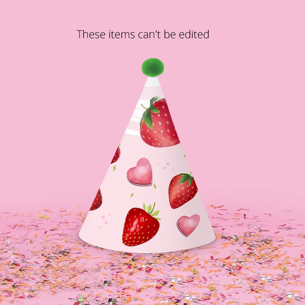Strawberry Party Hat Template - Etsy