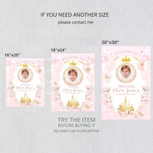 Little Princess Birthday Party Welcome Sign With Photo Editable ...