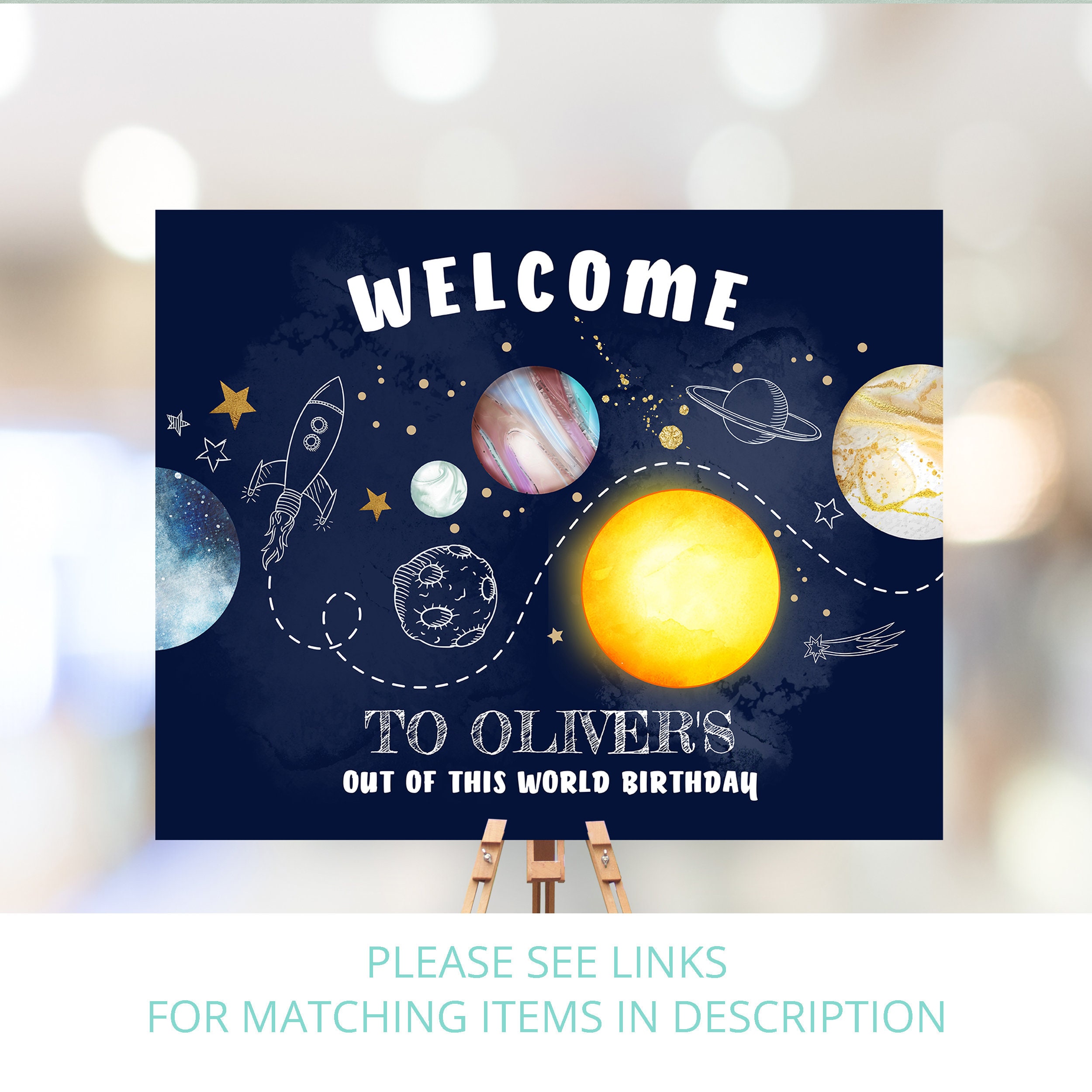 Outer Space Mom-osa Bar Sign Template | Space Party Bar Sign | Outer ...