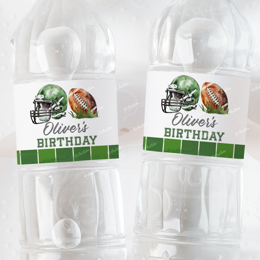 Editable Football Birthday Water Bottle Label, Football Birthday Party ...