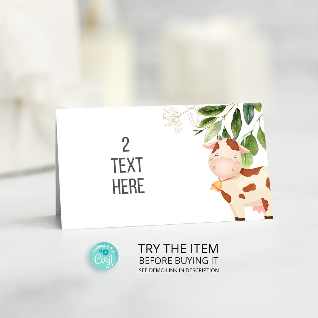 Farm Animal Baby Shower Place Cards Farm Baby Shower Name Cards Farm ...