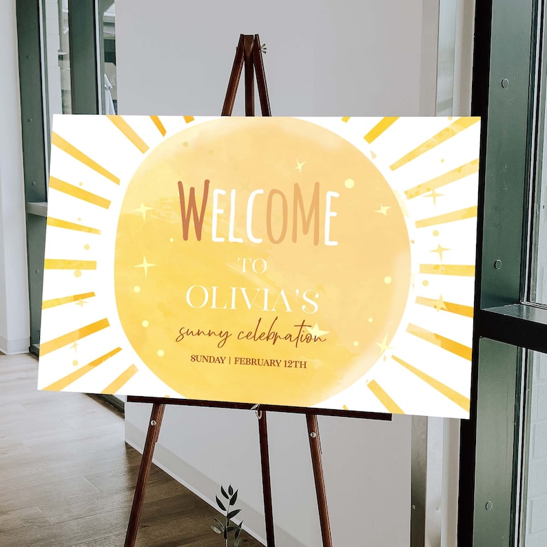 Sunshine Baby Shower Welcome Sign Template, A Little Ray of Sunshine ...