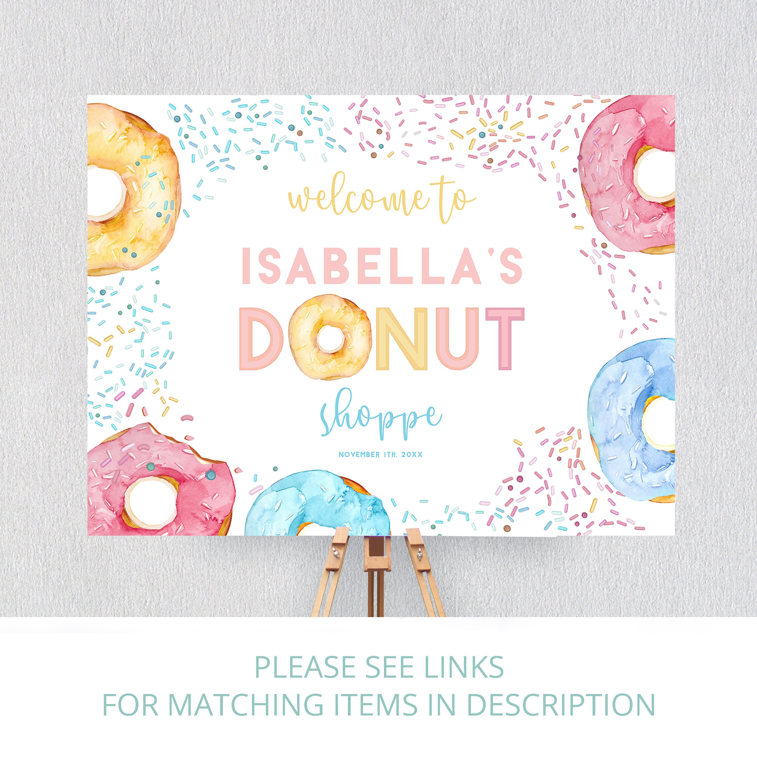 Editable Donut Sprinkle Backdrop Banner Personalized Donut | Etsy