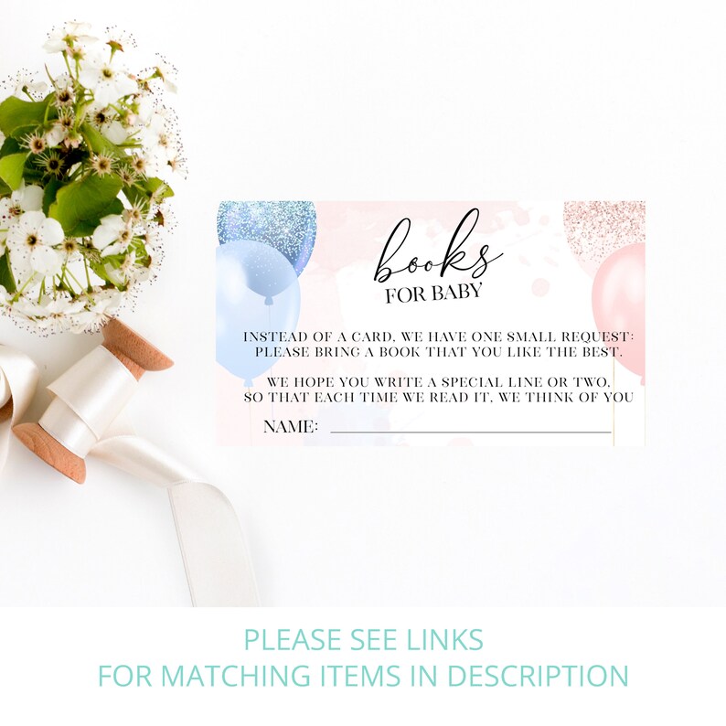 Gender Reveal Thank You Card Template With Balloons Rose Gold - Etsy