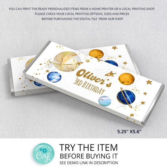 Editable Outer Space Chocolate Bar Wrapper Candy Bar | Etsy