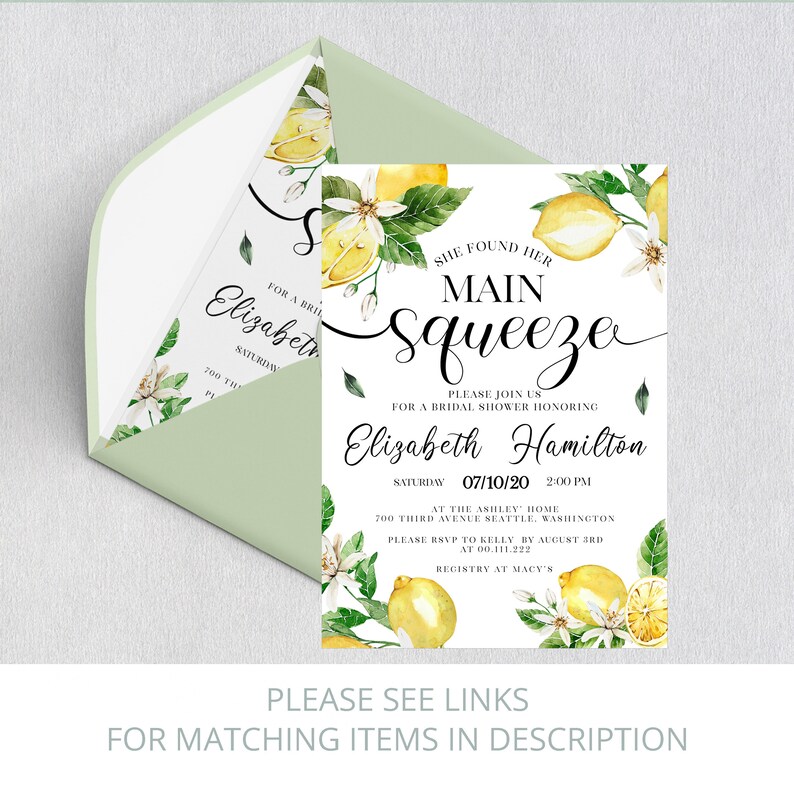 Menu Lemon Lemon Bridal Shower Menu Template Citrus Menu - Etsy