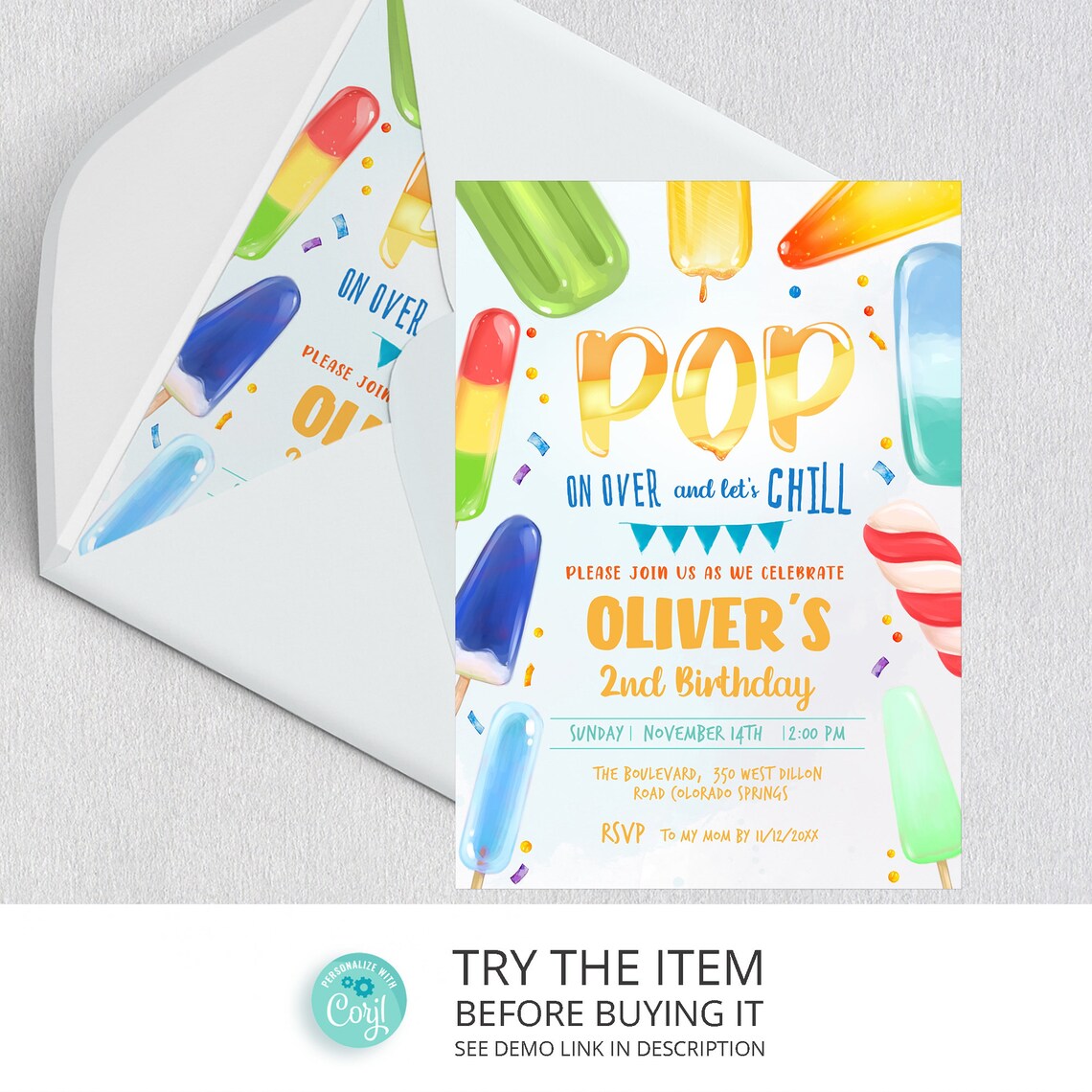 Editable Popsicle Birthday Invitation Template | Pop on Over Birthday ...