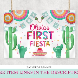 First Fiesta Birthday Decorations, Invitation Set, 1st Birthday Girl ...