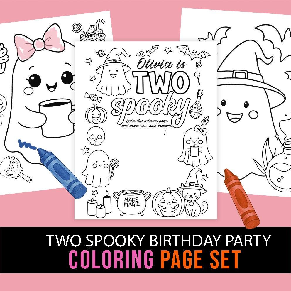 Spooky Birthday Coloring Pages: Halloween Party Placemat (digital ...