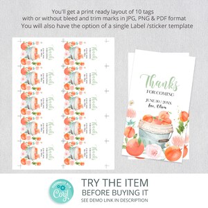Editable Peach Birthday Favor Tags. Sweet as a Peach Birthday Thank You ...