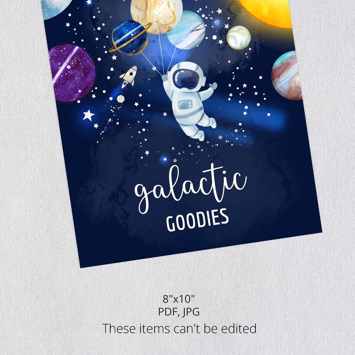 Galactic Goodies Sign Template Silver Collection Space Party - Etsy