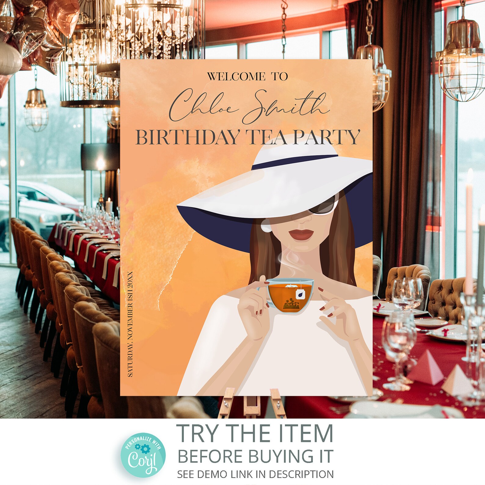 Editable Printable Tea Party Sign Afternoon Tea Welcome Sign - Etsy