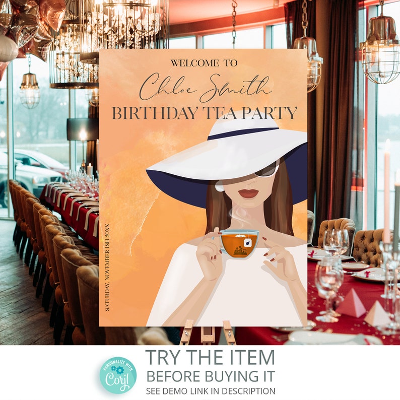 Editable Printable Tea Party Sign Afternoon Tea Welcome Sign - Etsy