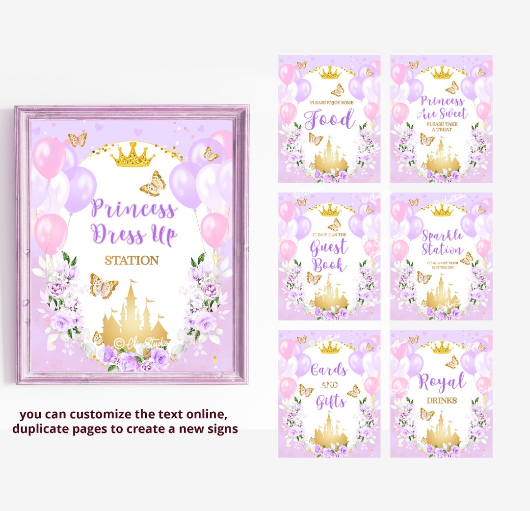 Little Princess Birthday Sign Bundle, Princess Birthday Party Sign Set ...