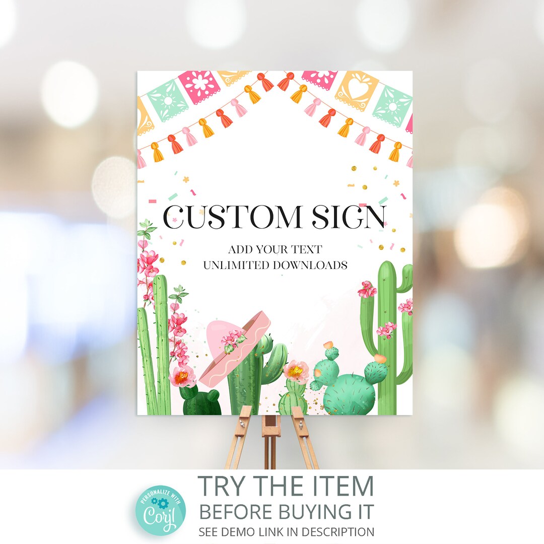 Editable Sign Fiesta Birthday | Custom Sign Template | Fiesta Custom ...