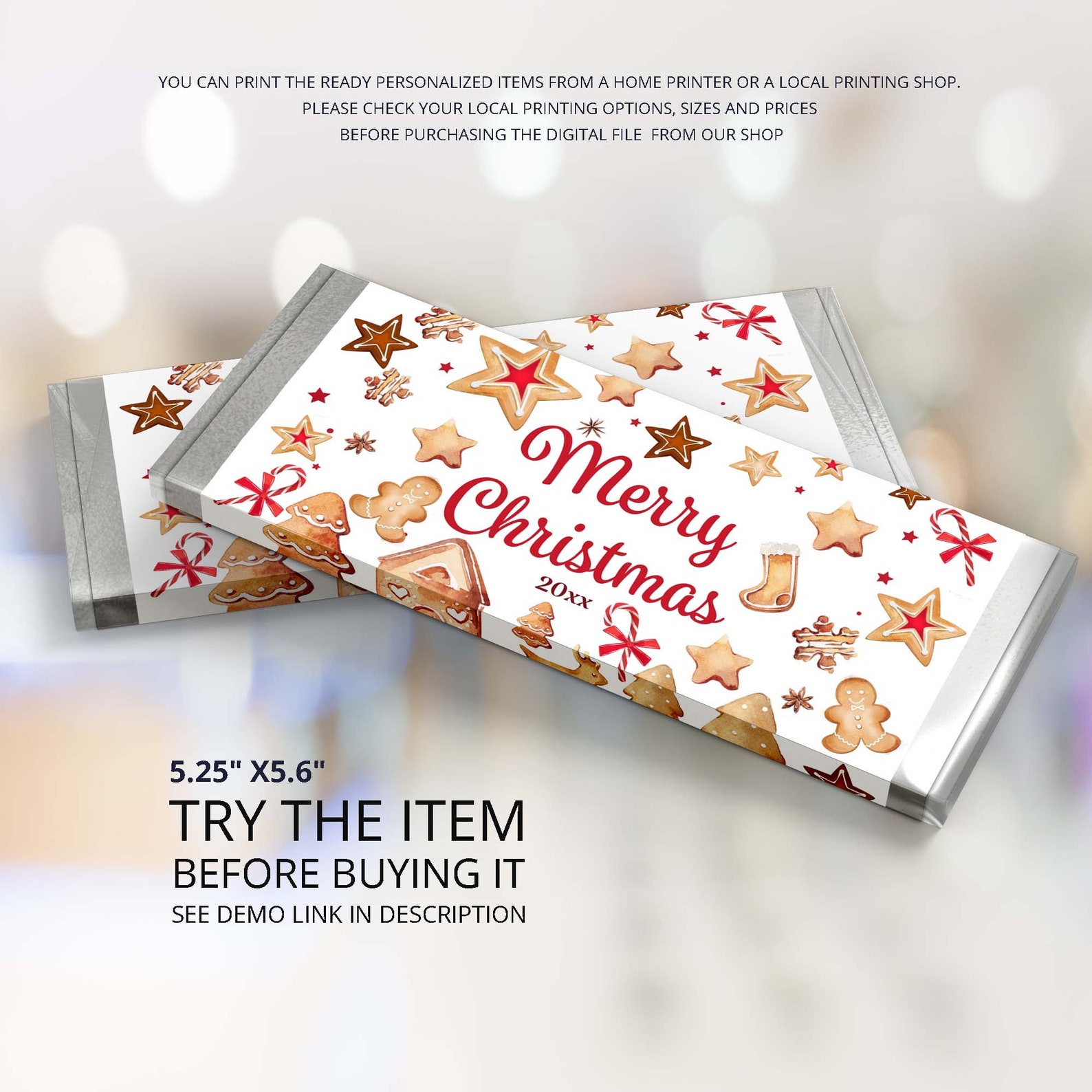 Holiday Edition Editable Chocolate Bar Christmas Wrapper Candy - Etsy