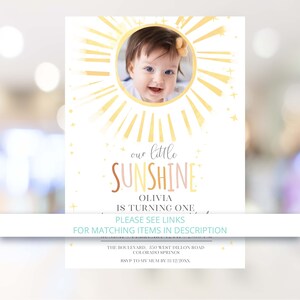 Editable Sunshine Birthday Invitation Template, Our Little Sunshine ...