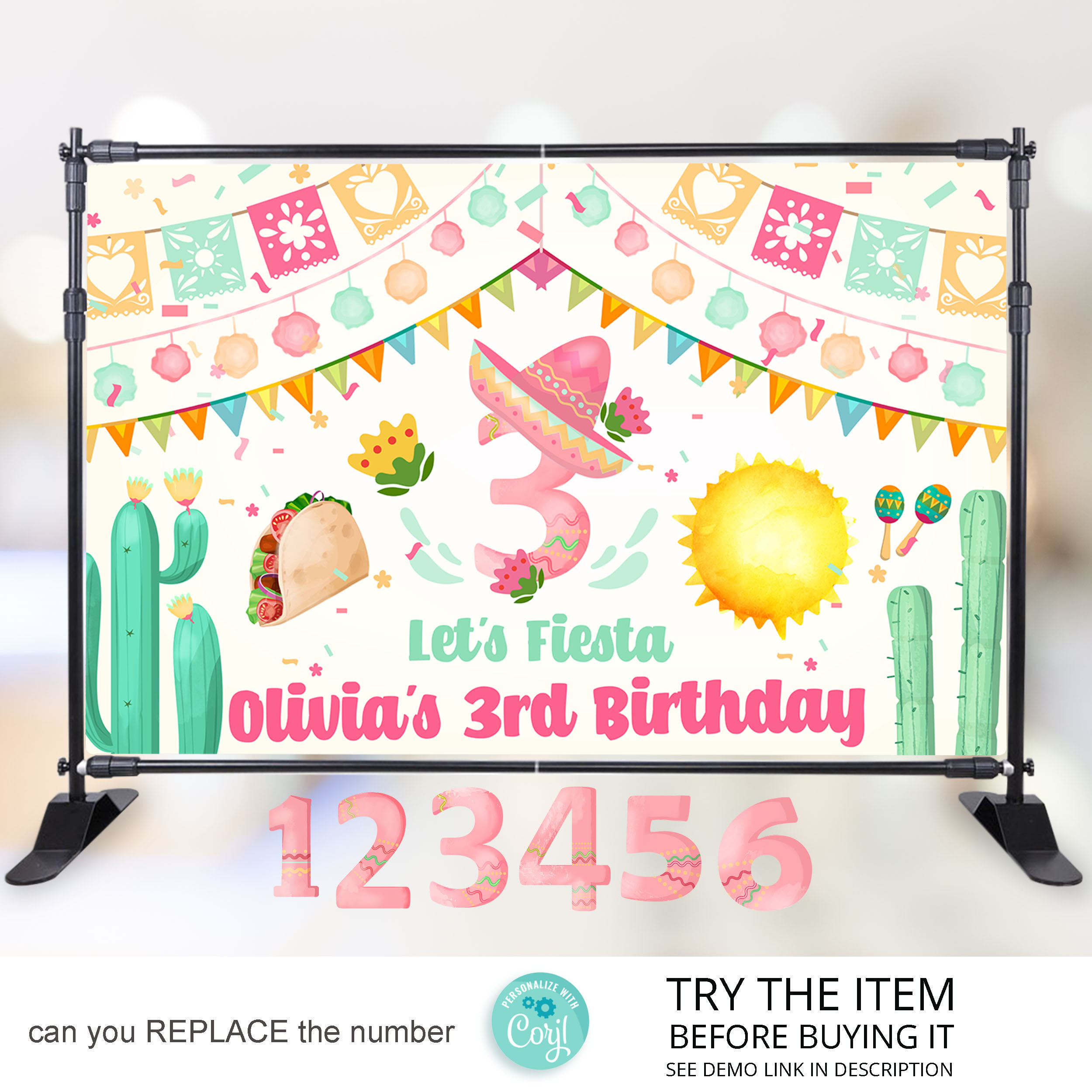 Editable Banner Backdrop Fiesta Party Personalized Fiesta | Etsy