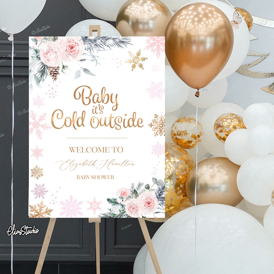 Baby It's Cold Outside Baby Shower Welcome Sign Winter Baby Shower Sign ...