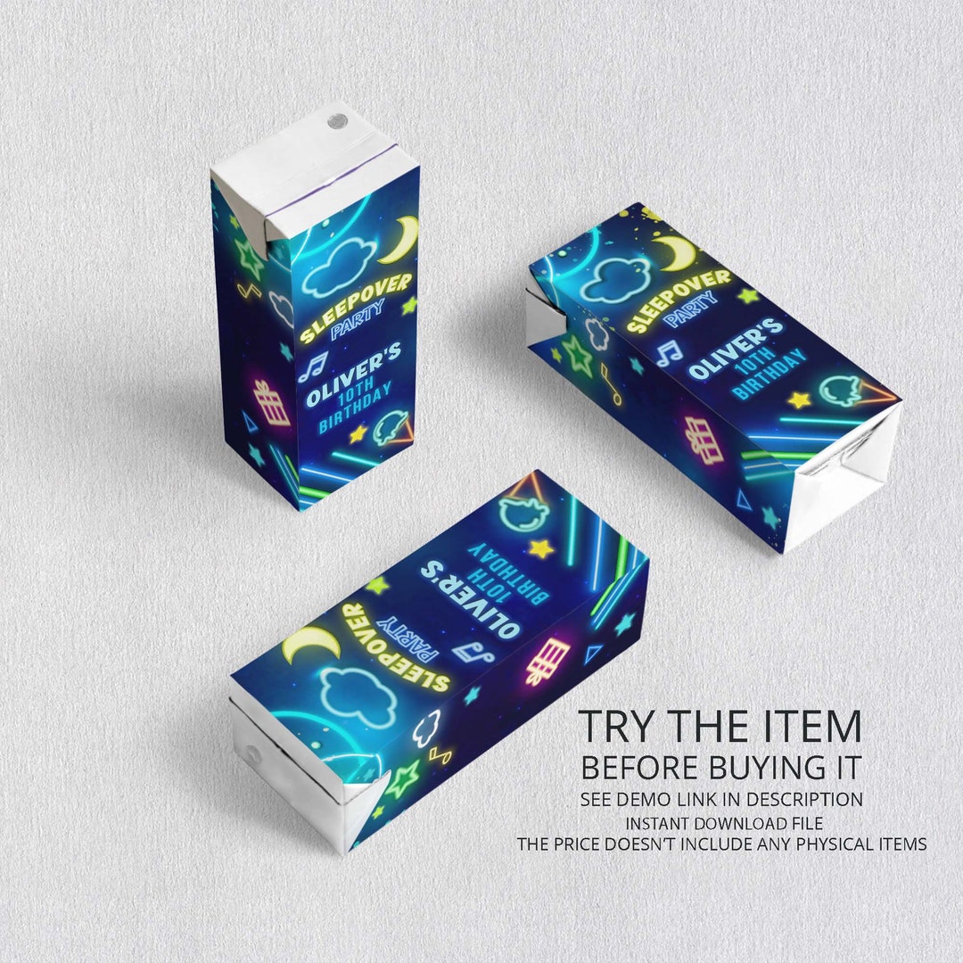 Personalized Juice Box Wrapper Boys Sleepover Birthday for 6.75oz ...